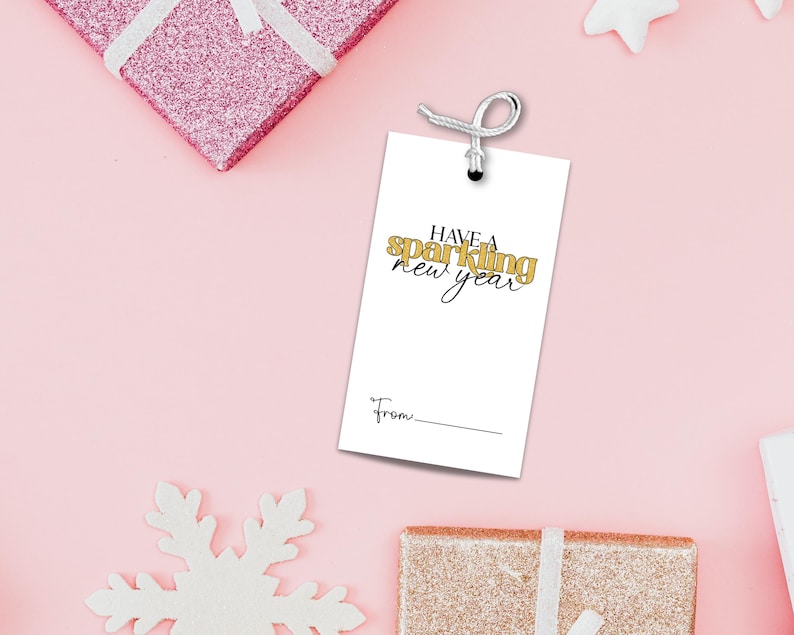 Printable Sparkling New Year Gift Tag: Printable NYE Favor Tags (PDF ...