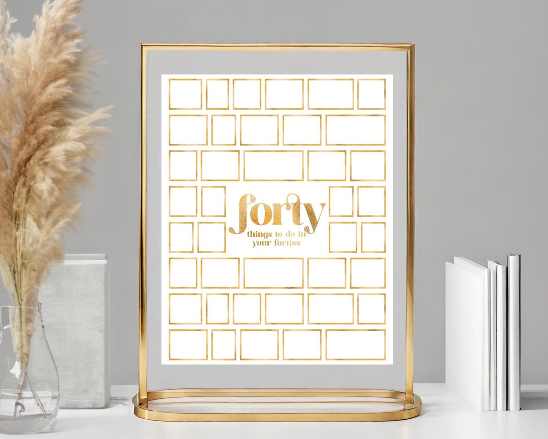 Printable 40th Birthday Bucket List Guestbook: White Gold Keepsake ...