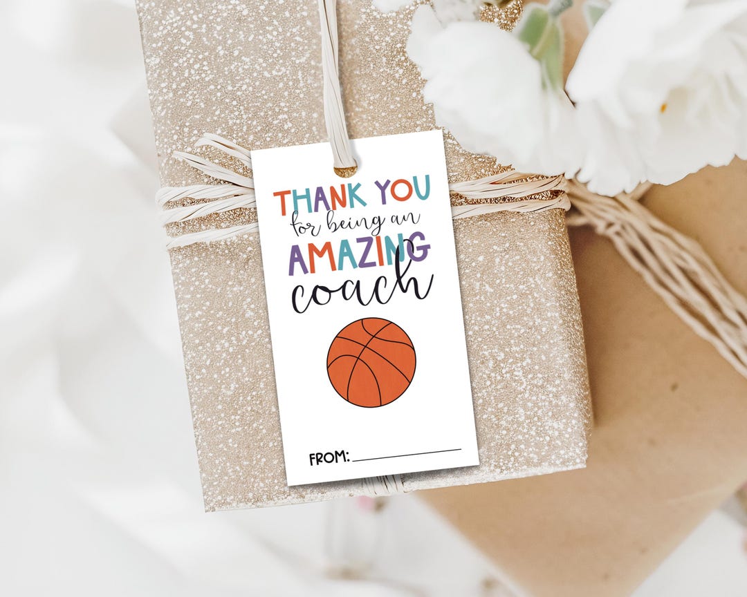 Basketball Coach Gift Tag Printable - Thanks Coach Gift Label - Team ...