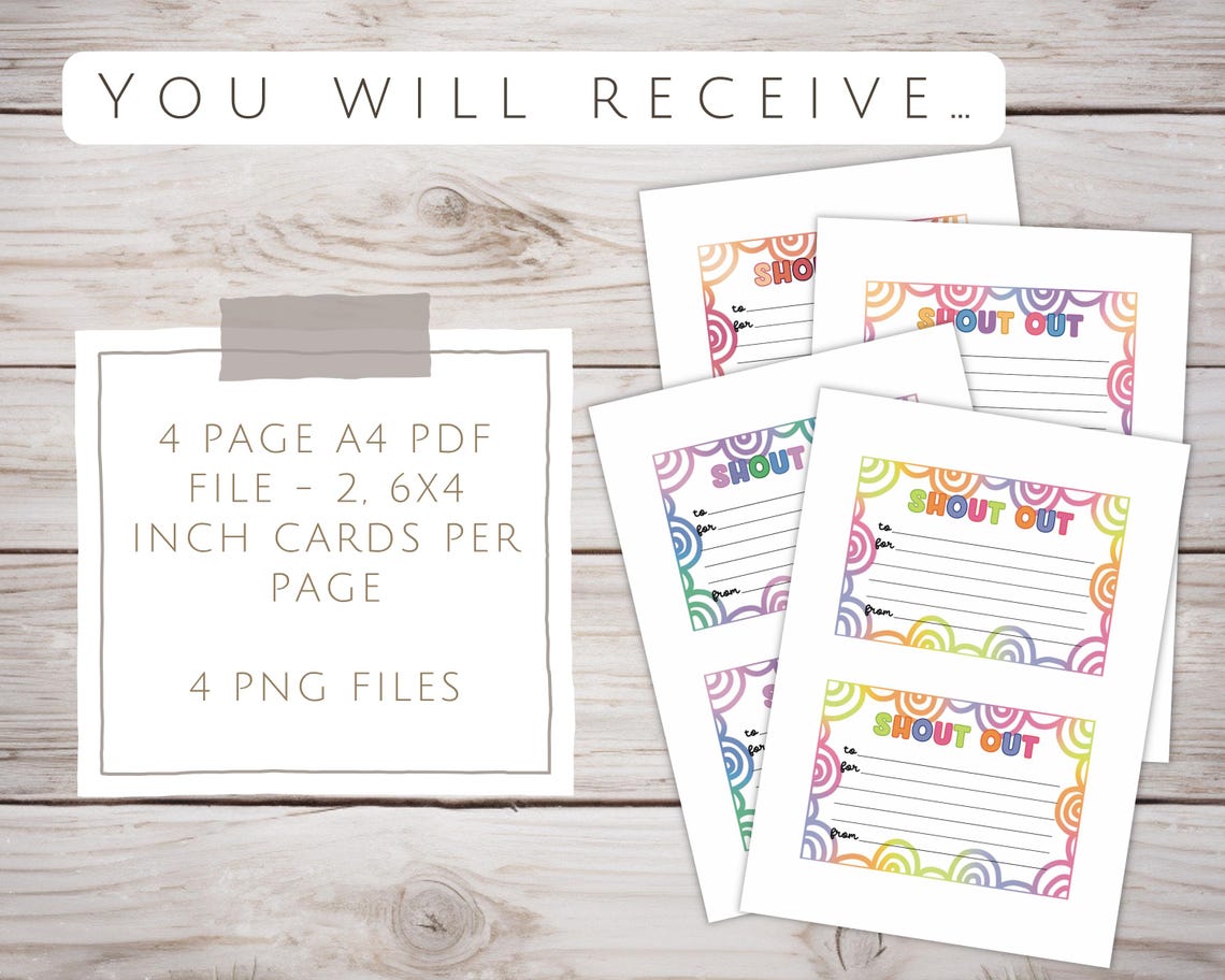 Printable Shout Out Cards: Classroom & Employee Appreciation (PDF ...