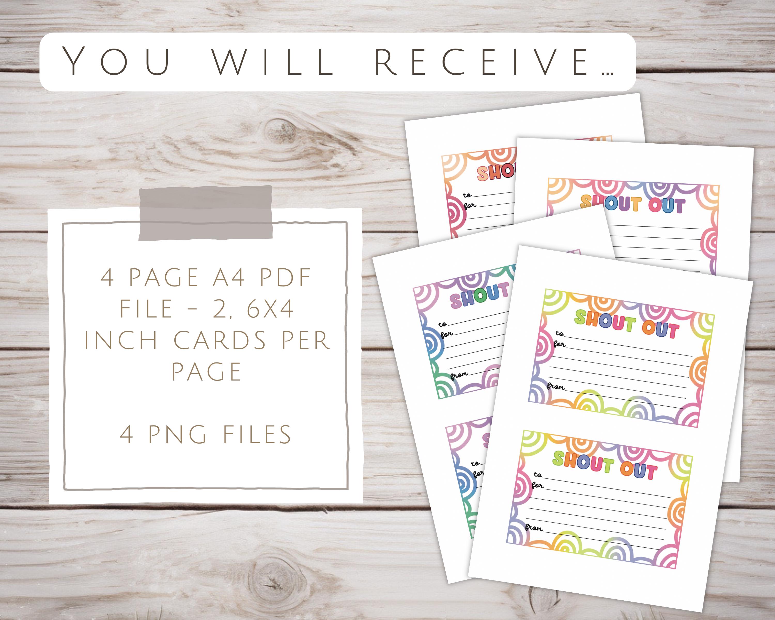 Printable Shout Out Cards: Classroom & Employee Appreciation (PDF ...