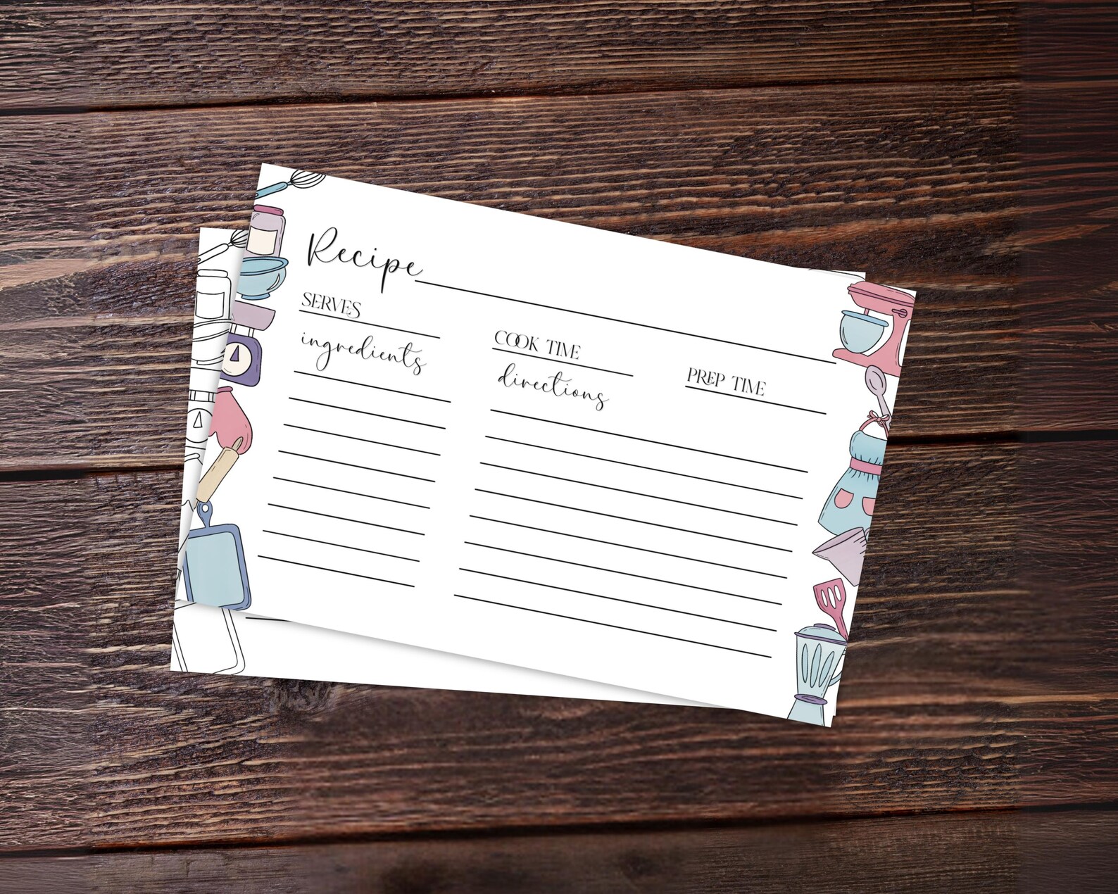 Blank Recipe Card Printable Set - 6x4 Recipe Card Download & Template ...