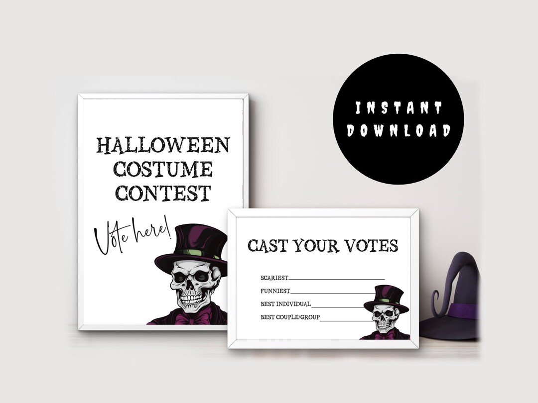 Printable Halloween Costume Contest Voting Cards and Table Sign ...