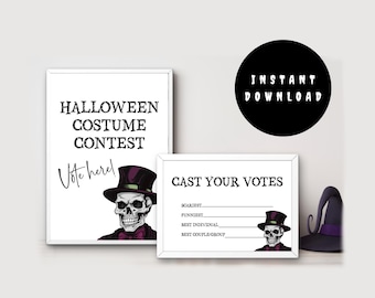 Printable Halloween Costume Contest Voting Cards and Table Sign ...