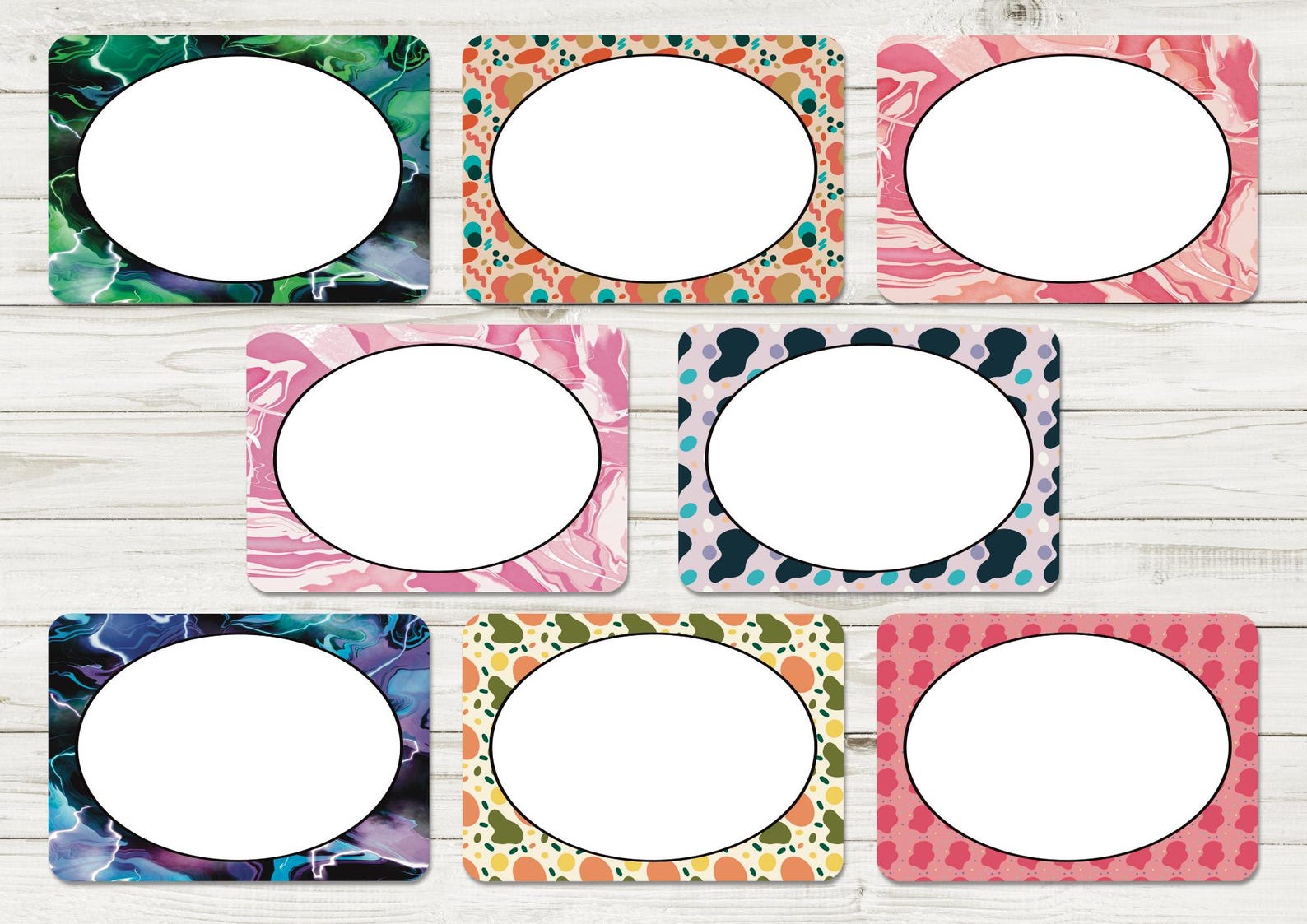 Printable Blank Name Tags: Colorful Designs, Classroom Labels (digital ...
