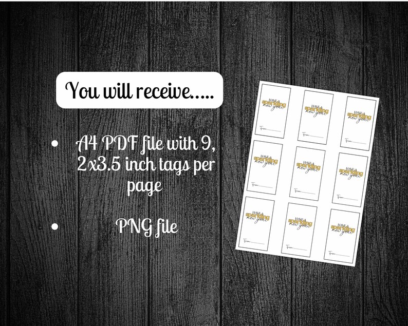 Printable Sparkling New Year Gift Tag: Printable NYE Favor Tags (PDF ...