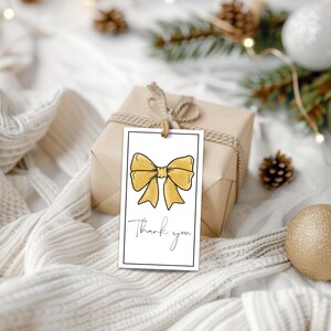 Printable Gold Bow Thank You Tags: Elegant Favor Labels (printable PDF ...