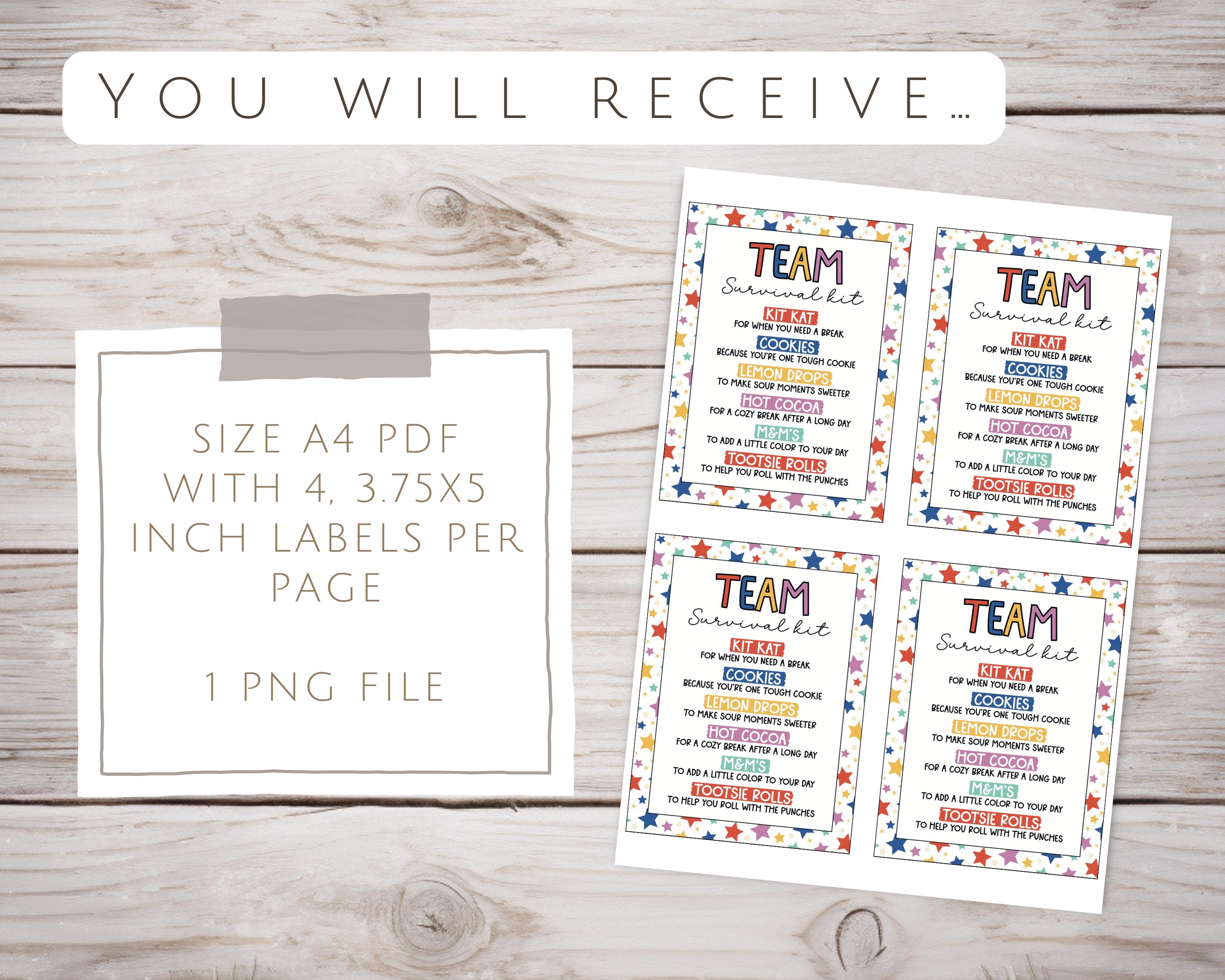 Printable Team Survival Kit Gift Tags - Printable Team Appreciation ...