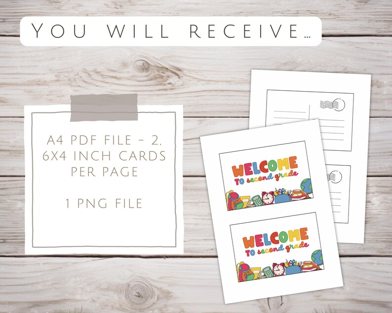 Printable Welcome to Second Grade Postcard: Printable Teacher Greeting ...