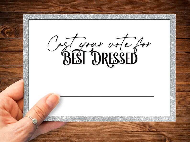 Best Dressed Voting Cards Set of 2 - Printable Ballot Cards for Best ...