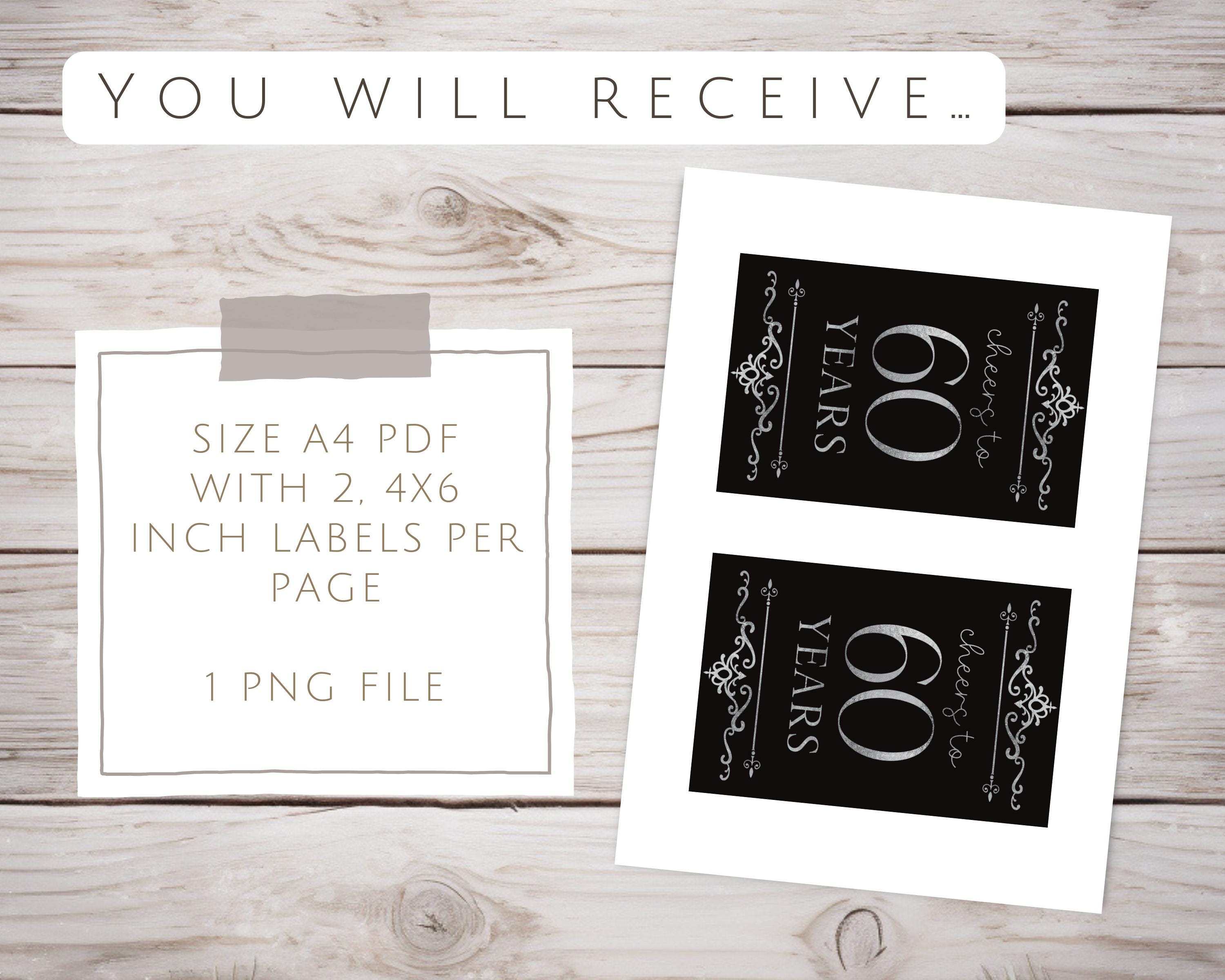 Printable Cheers to 60 Years Wine Label: 60th Birthday Gift (printable ...