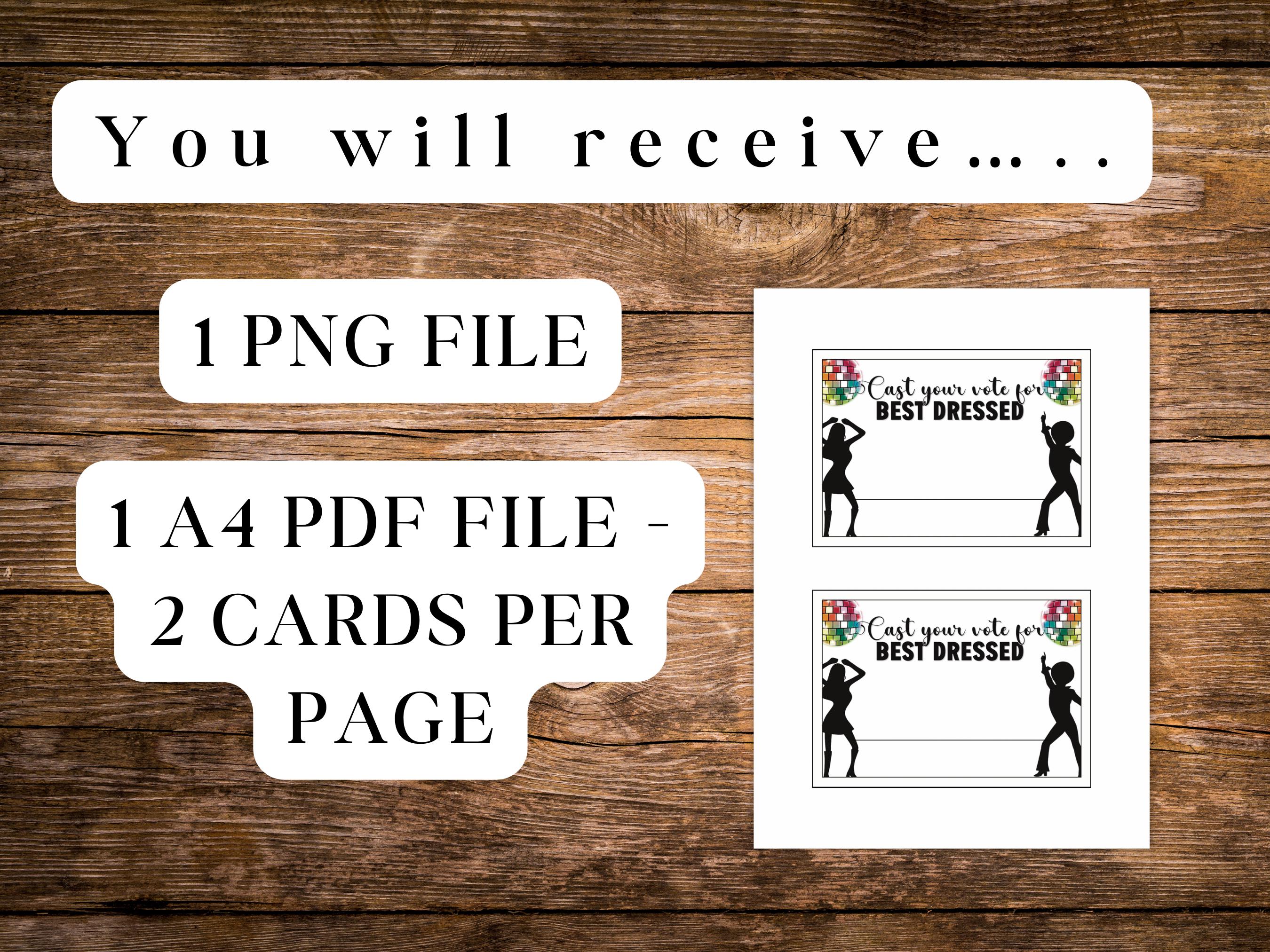 Printable Best Dressed Voting Cards - Printable Ballot Cards for Disco ...