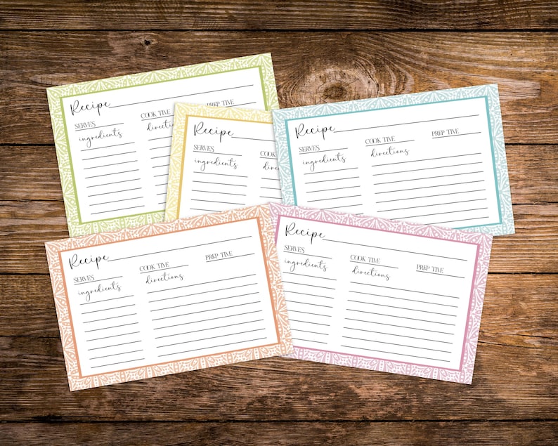 Printable Floral Recipe Card Printable Set: Colorful Dots, 6x4 (PDF) - Etsy