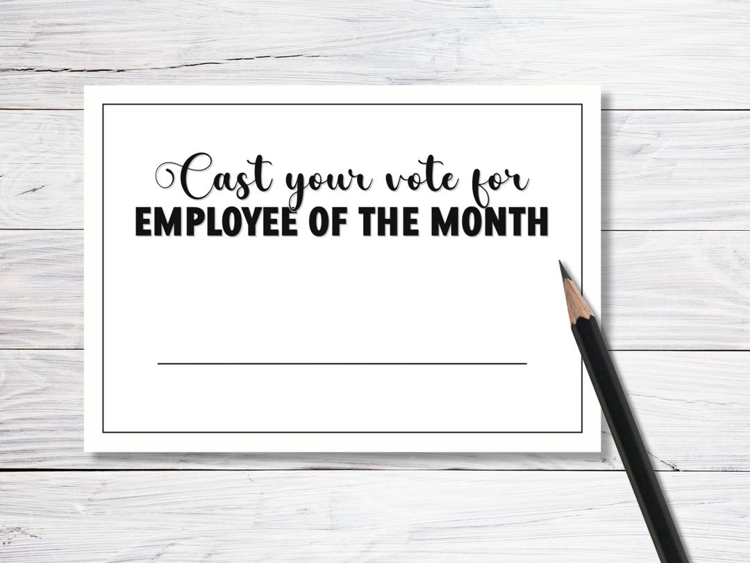 Employee of the Month Voting Cards Printable Ballot Cards for Employee ...