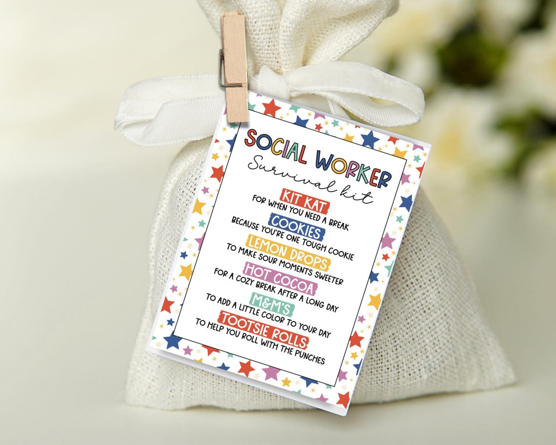 Printable Social Worker Survival Kit Gift Tags - Printable Social ...