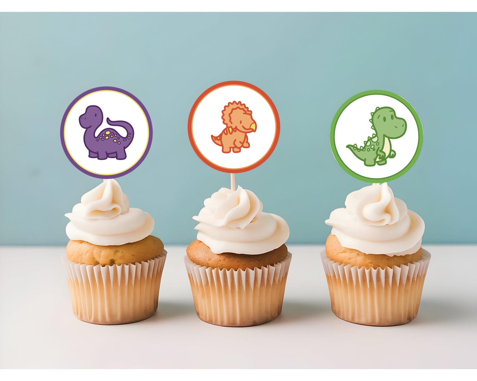 Dino Cupcake Topper Bundle - Printable Dinosaur Cupcake Toppers Set of ...