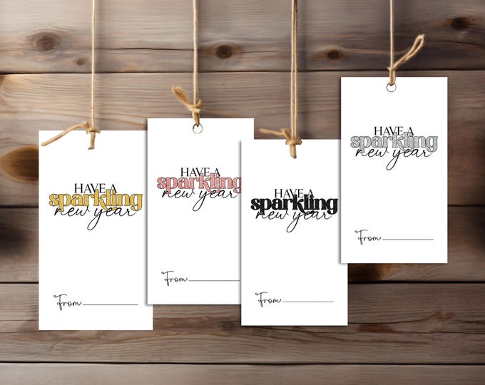 Printable New Year Gift Tags, Instant Download, Happy New Year Party ...