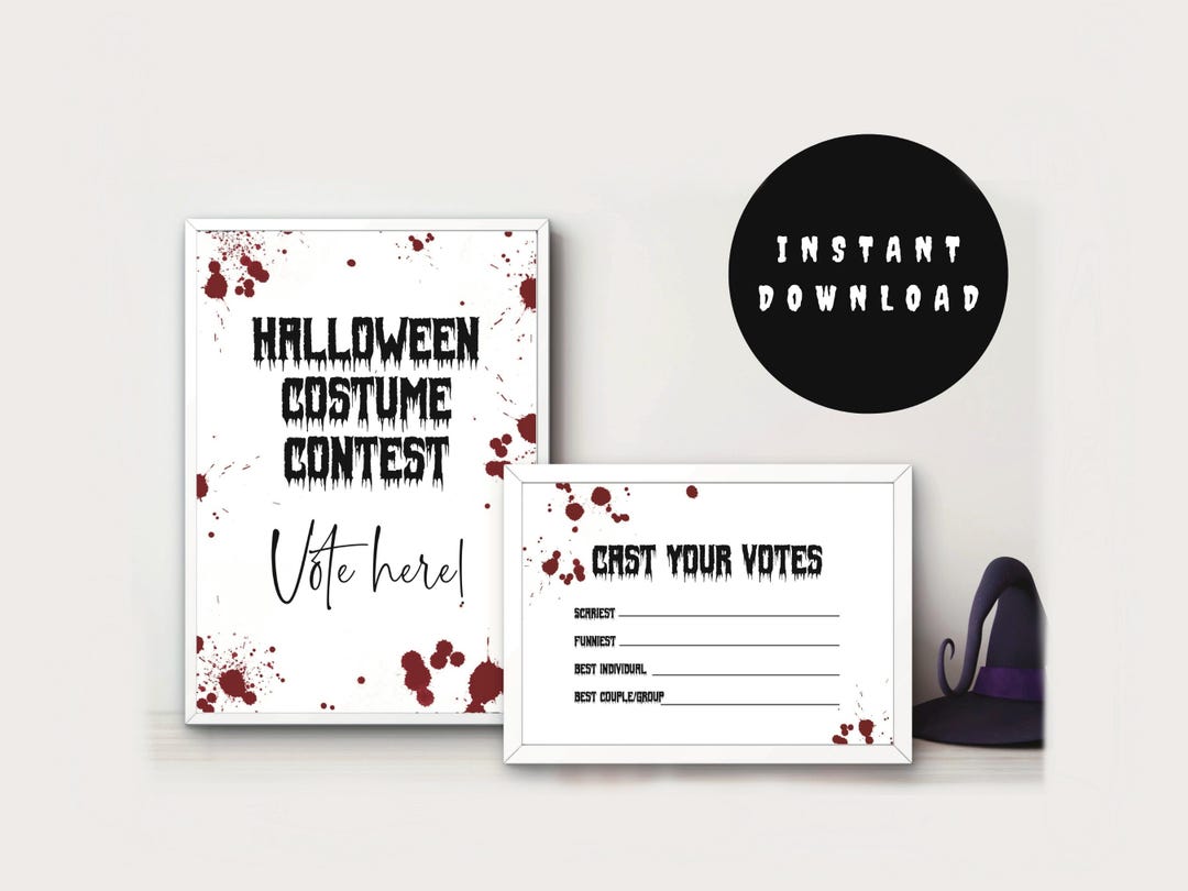 Halloween Costume Contest Ballot + Table Sign - Costume Contest Votes ...