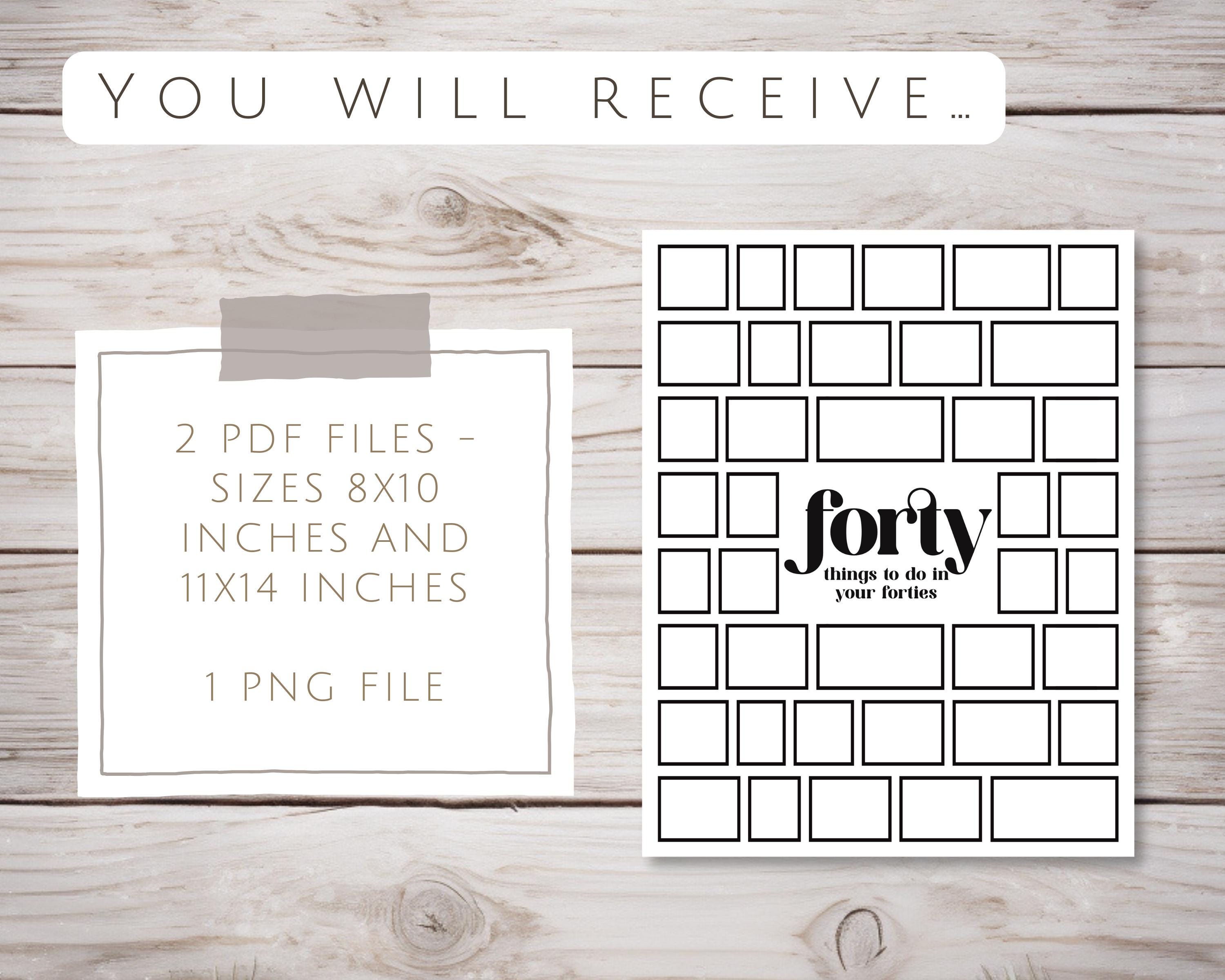 Printable 40th Birthday Bucket List Guestbook Alternative (printable ...