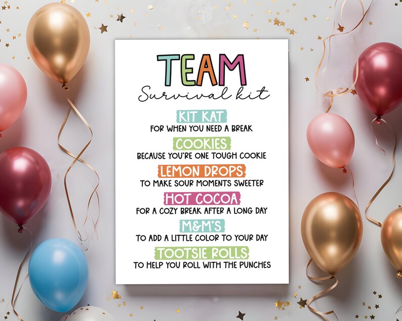 Printable Team Survival Kit Gift Tags: Employee Appreciation (instant ...