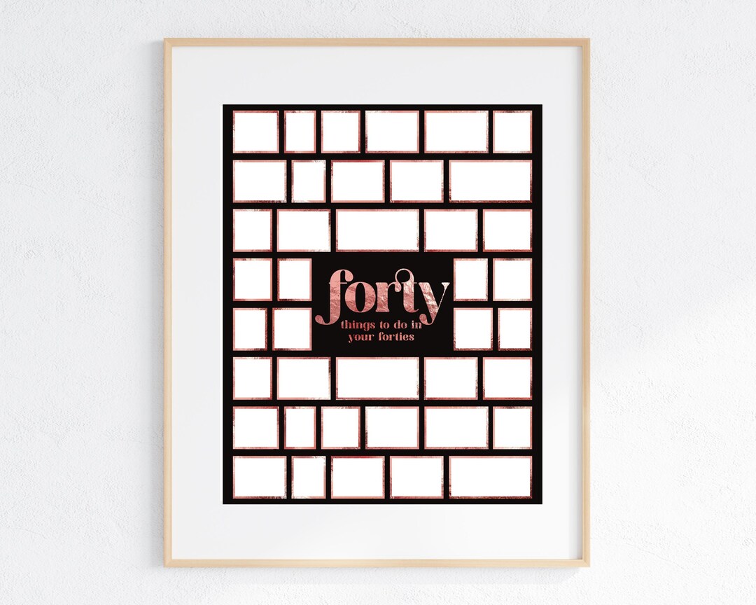 Printable 40th Birthday Guestbook Alternative: Black & Rose Gold Bucket ...