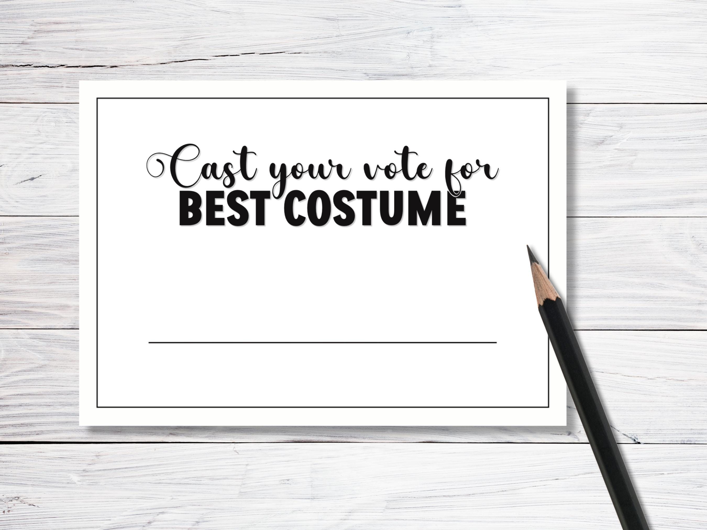 Printable Best Costume Voting Cards - Minimalist Printable Ballot Cards ...