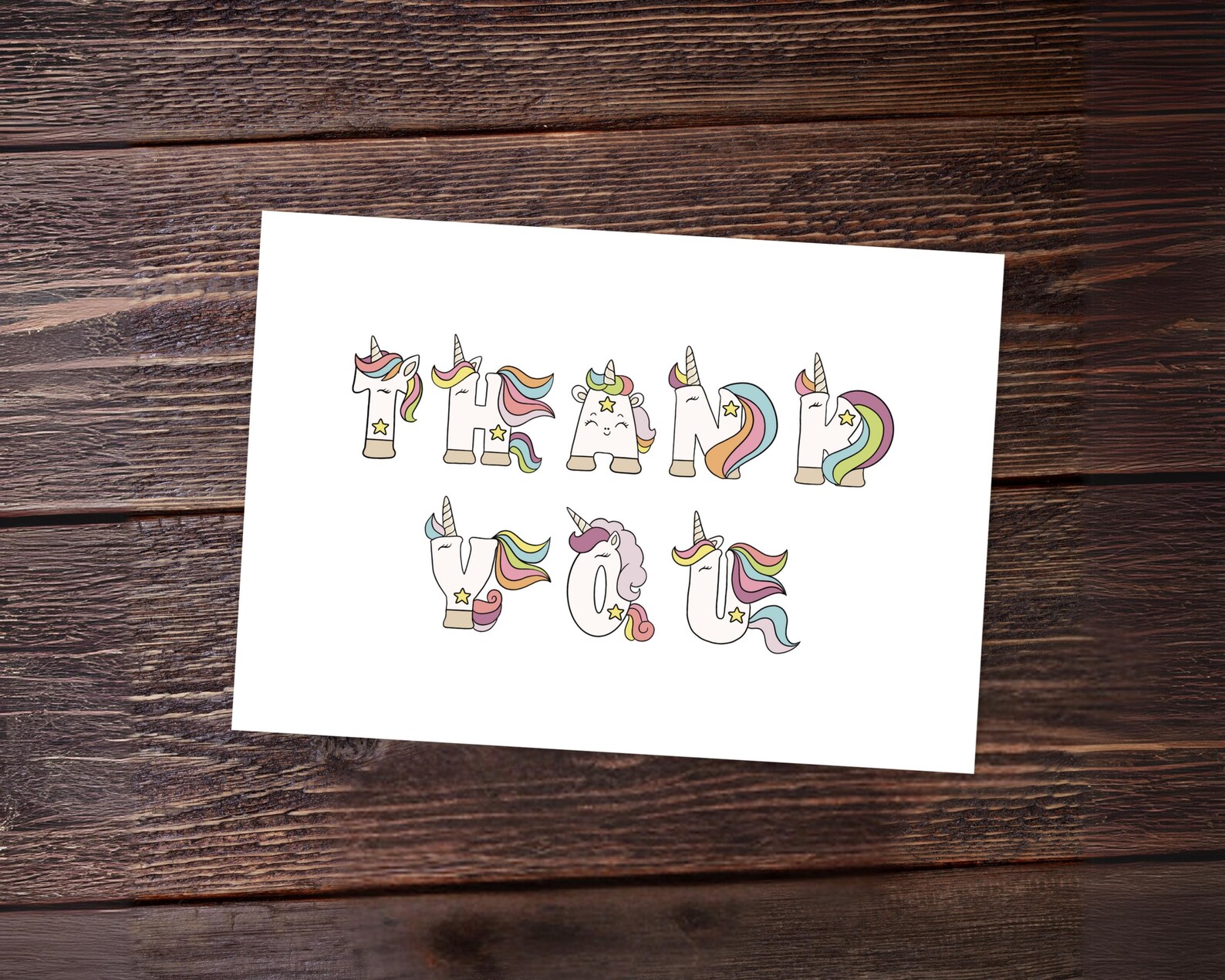 Printable Unicorn Thank You Card: Kids Birthday Party (PDF) - Etsy