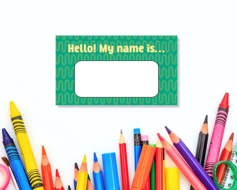 Blank Name Tag Printable - Green Hello My Name is Name Label Instant ...