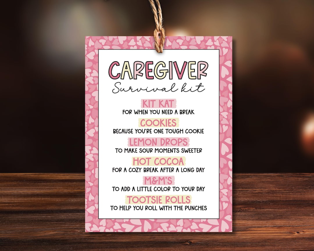 Printable Caregiver Survival Kit Gift Tags - Printable Caregiver ...