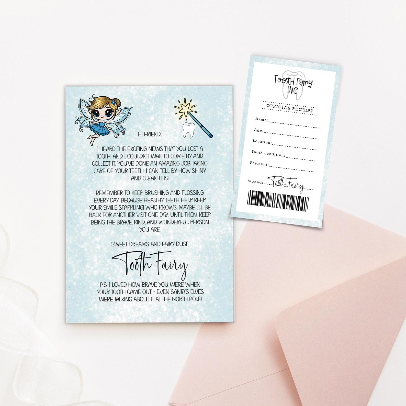 Tooth Fairy Letter Printable - Tooth Fairy Receipt - Tooth Fairy ...