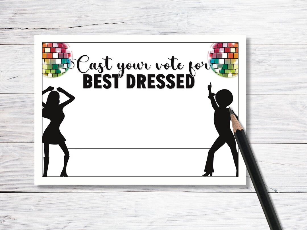 Best Dressed Voting Cards - Printable Ballot Cards for Disco Party Best ...