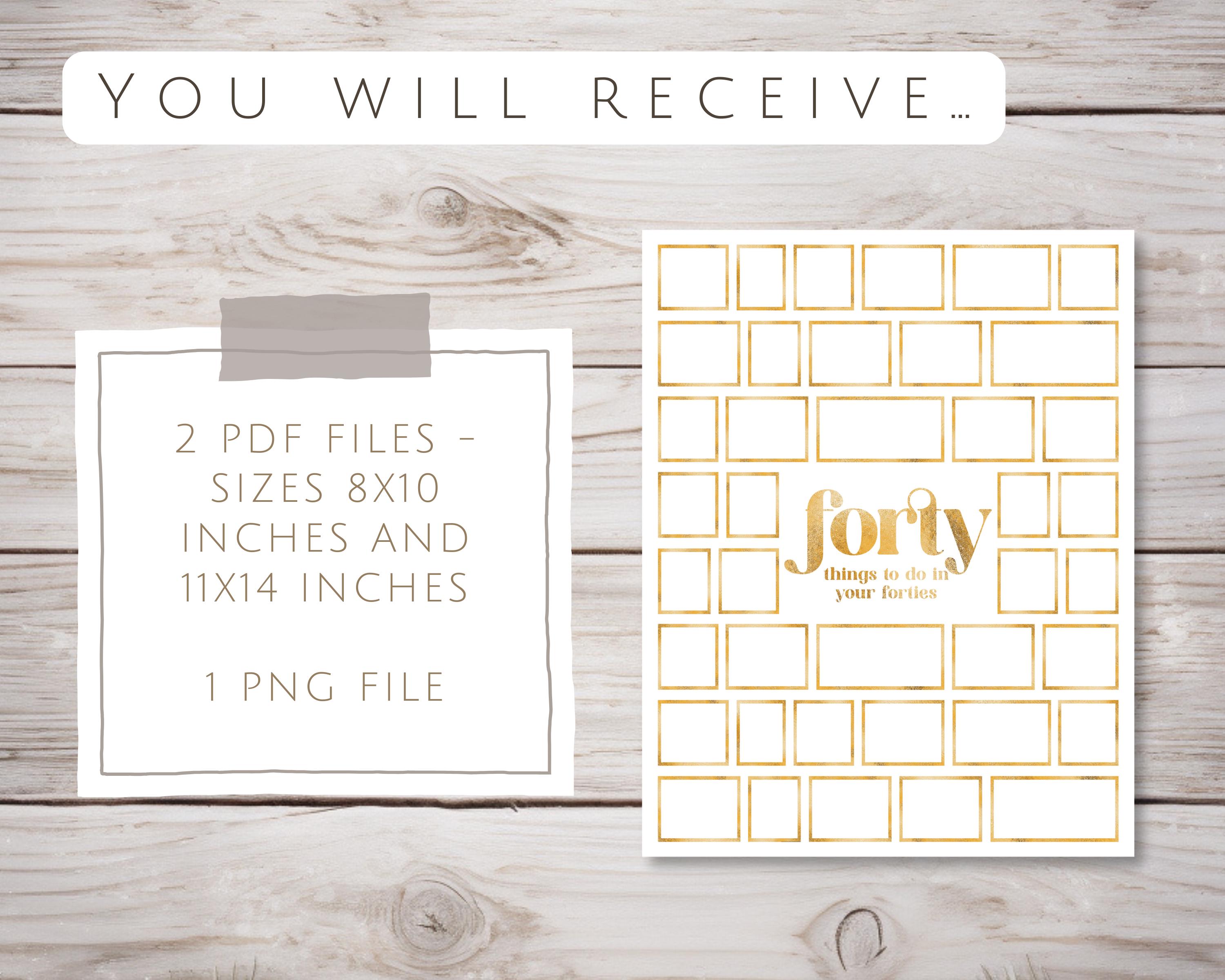 Printable 40th Birthday Bucket List Guestbook: White Gold Keepsake ...