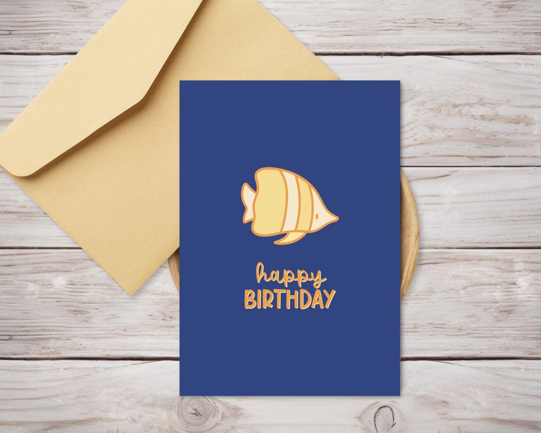 Printable Fish Happy Birthday Card - Fish Birthday Card - Instantly ...