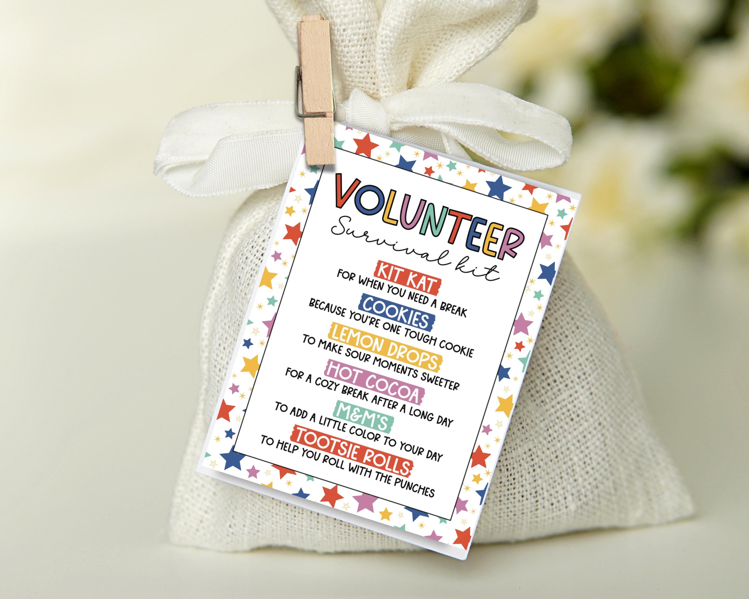 Printable Volunteer Survival Kit Gift Tags - Appreciation Printable ...
