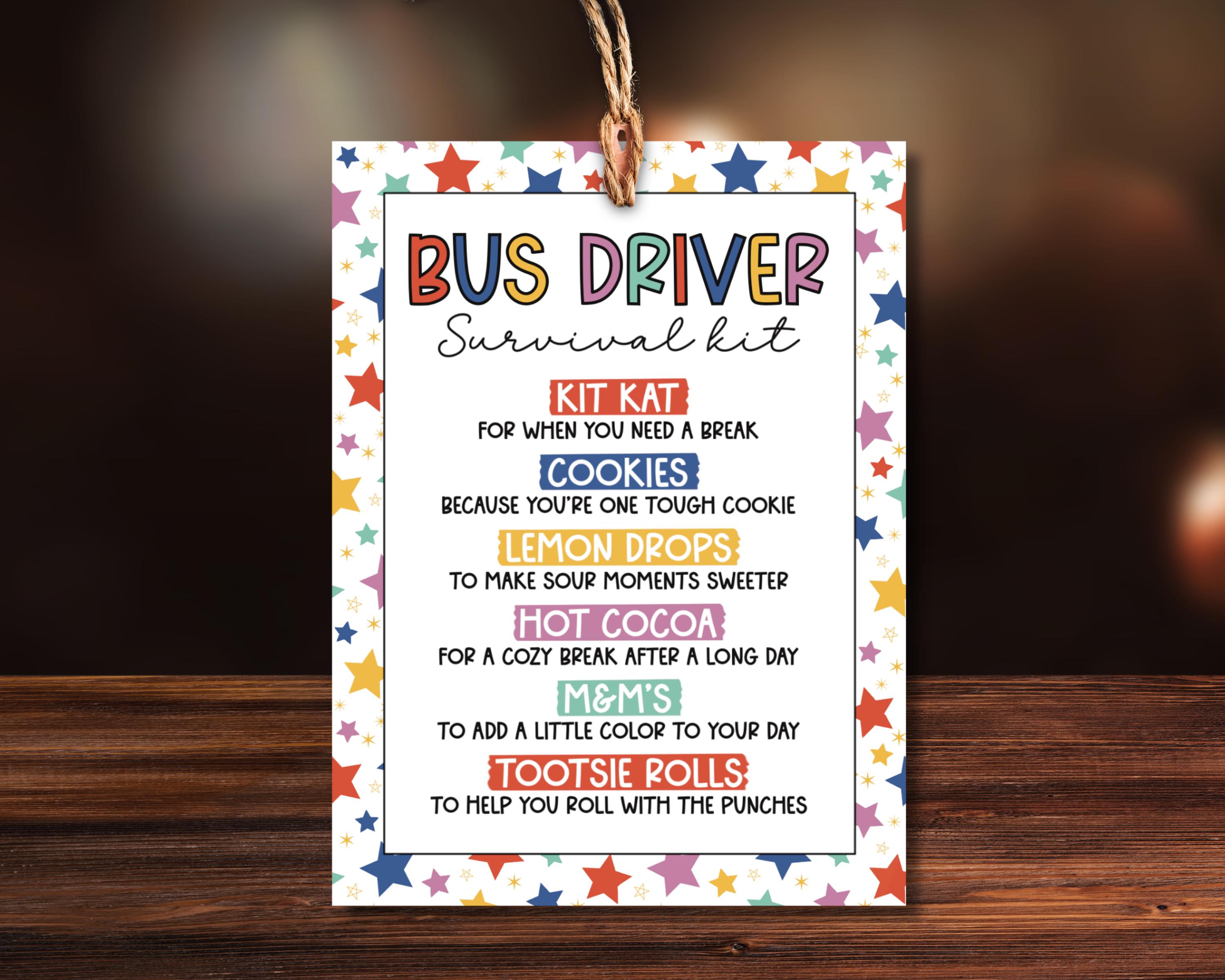 Printable School Bus Driver Survival Kit Gift Tags - Printable Bus ...