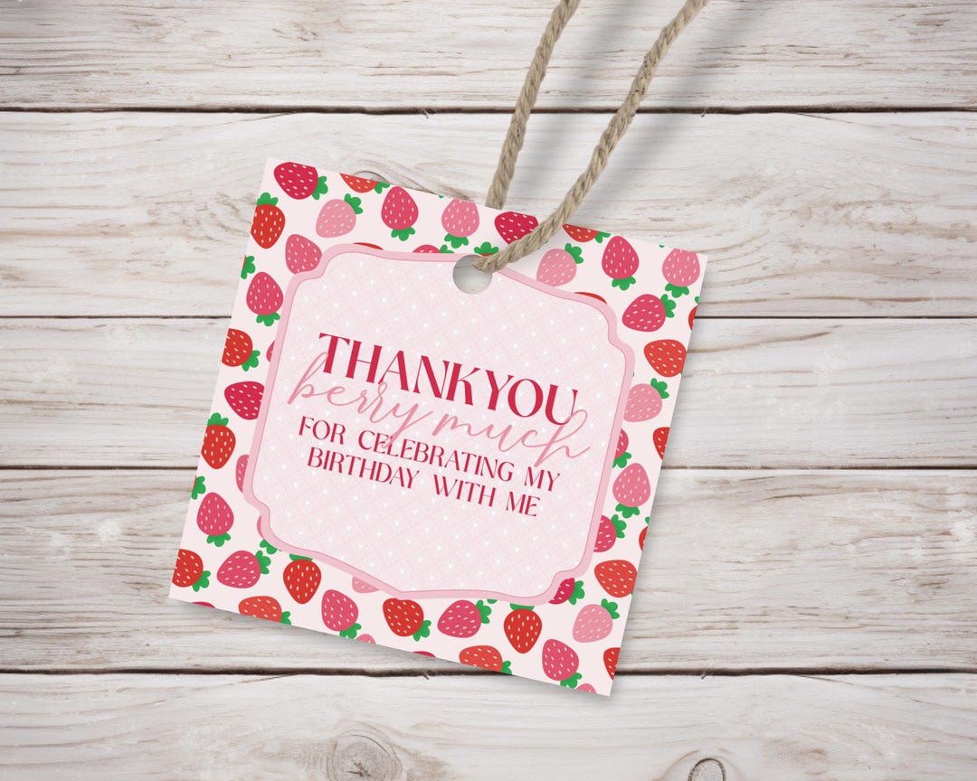 Printable Berry First Birthday Thank You Tag - Berry Sweet Birthday ...