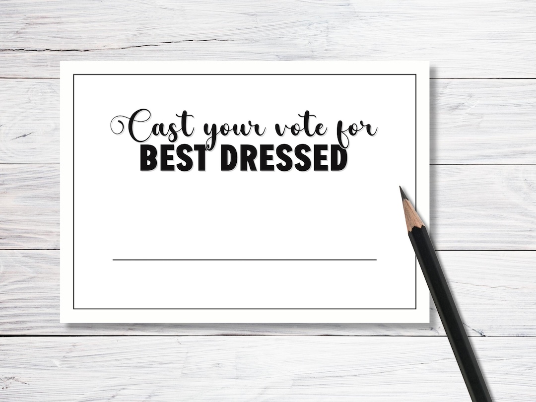 Printable Best Dressed Voting Cards - Minimalist Printable Ballot Cards ...
