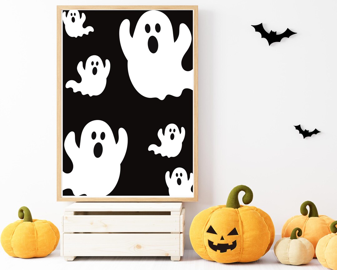 Printable Retro Ghost Halloween Art – Spooky Wall Decor (digital Prints ...