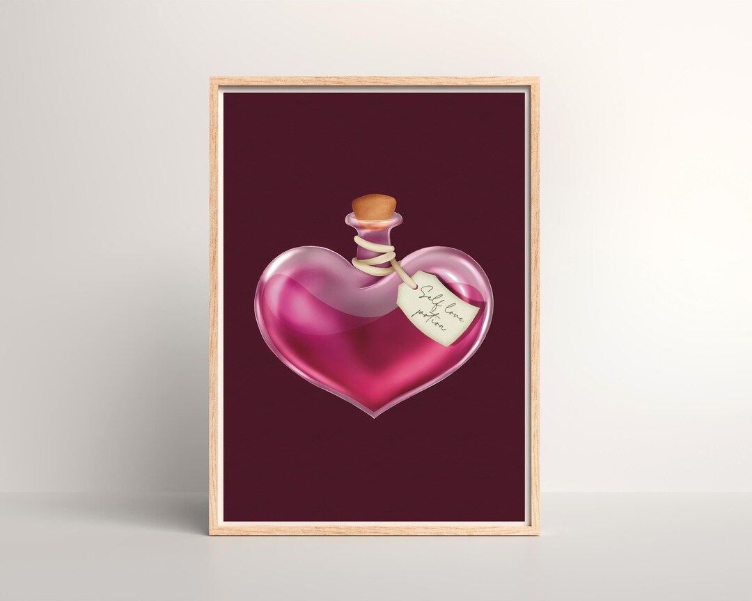 Printable Self Love Potion Print: A5 Whimsical Heart Bottle (PDF & PNG ...