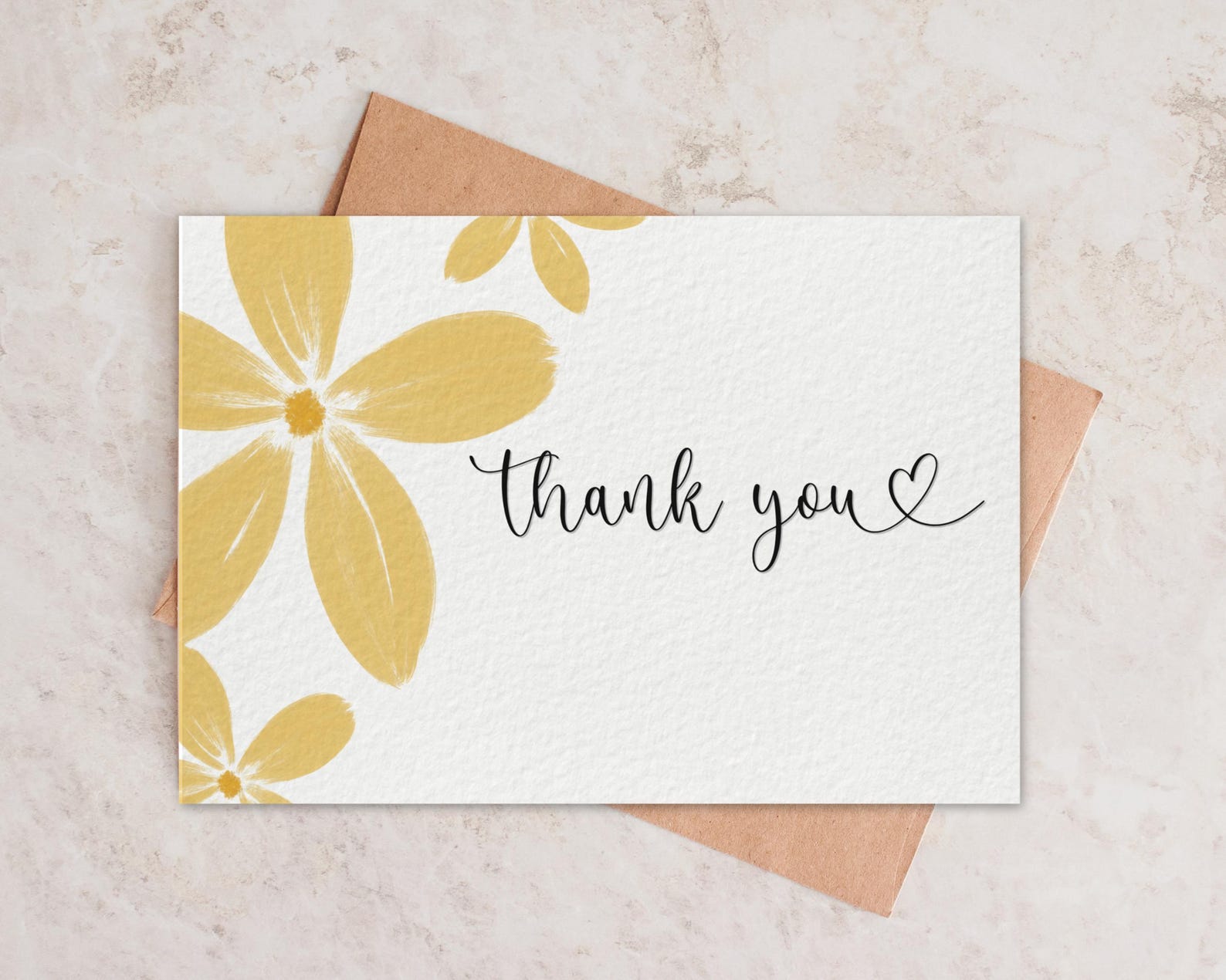 Printable Floral Yellow Thank You Card: Small Business, Baby Shower ...