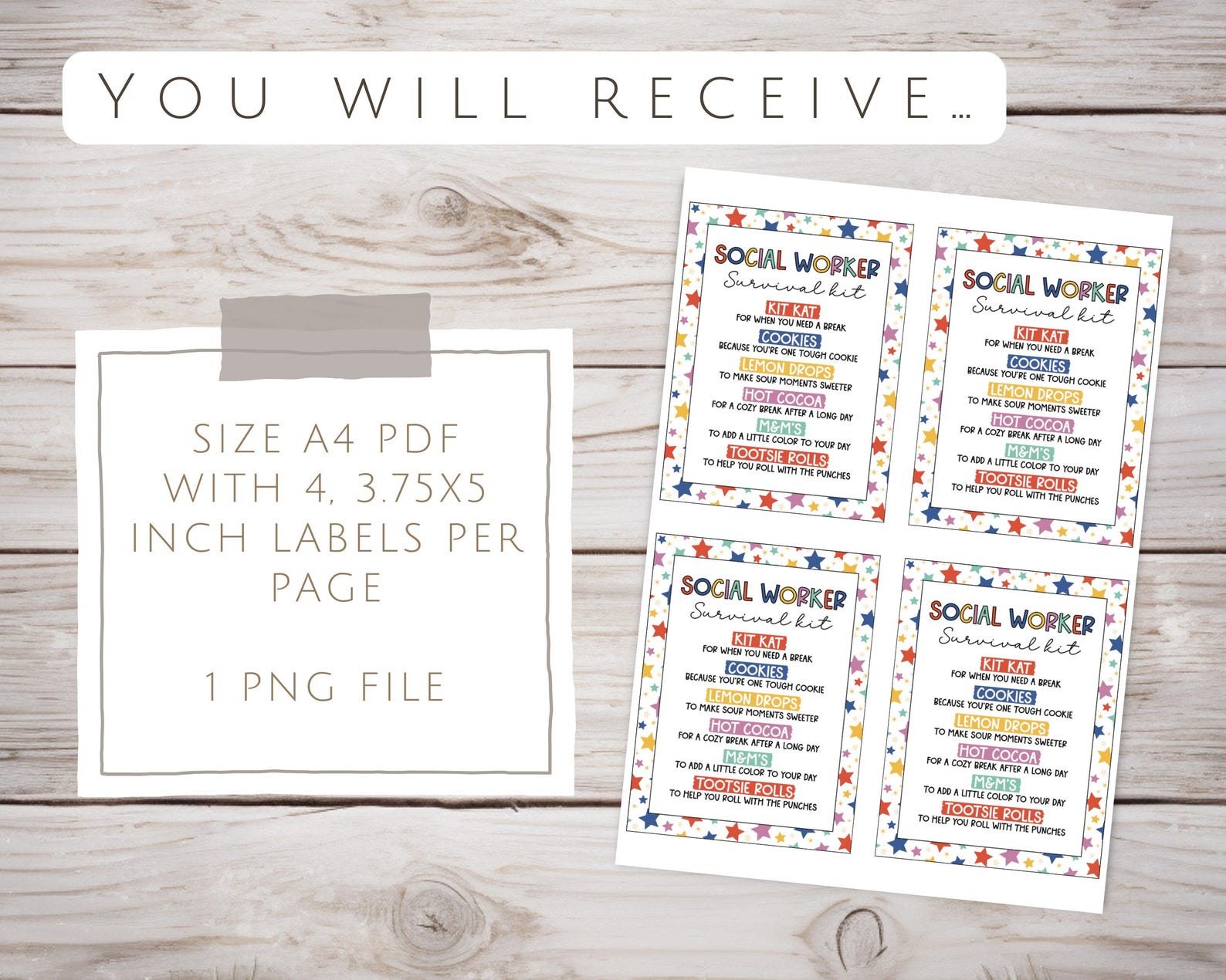 Printable Social Worker Survival Kit Gift Tags - Printable Social ...