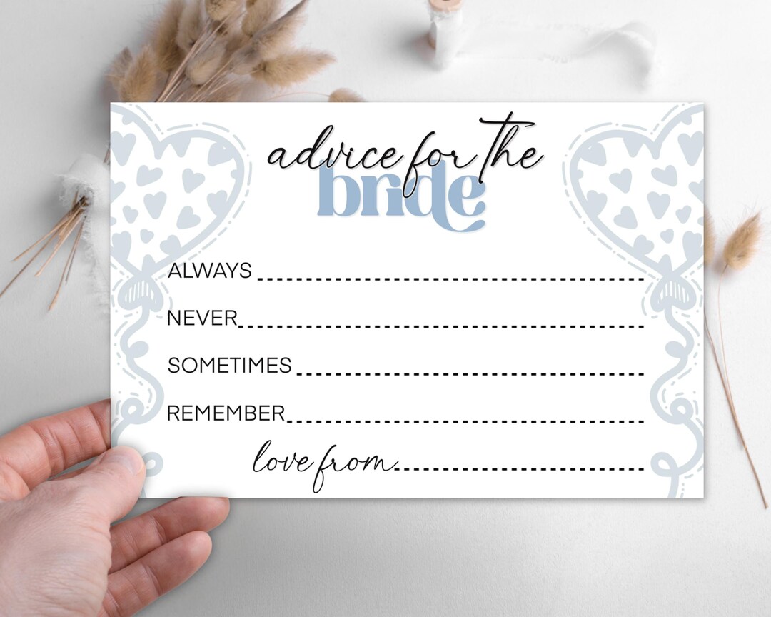 Printable Bridal Shower Advice Cards: Something Blue Guest Book ...