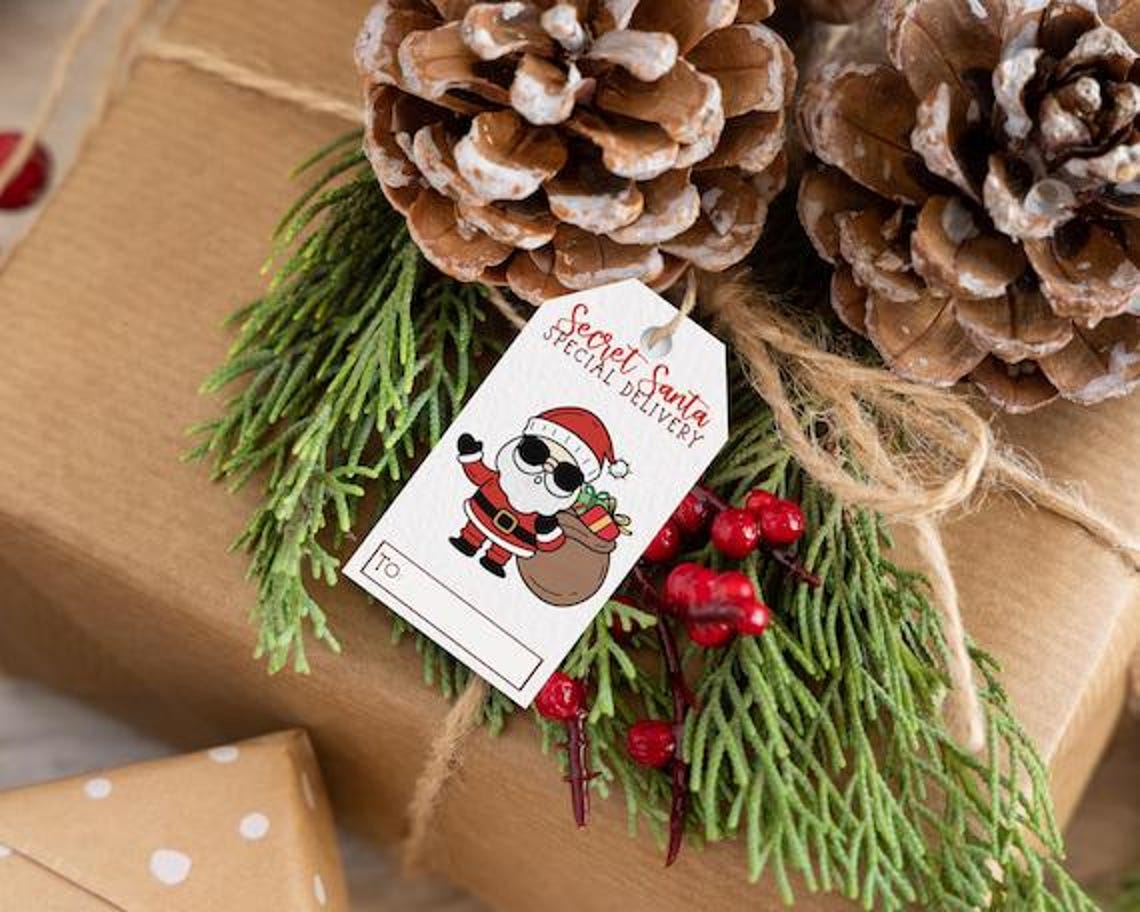 Secret Santa Tag | Printable Santa Label for Office Exchange | Fun ...