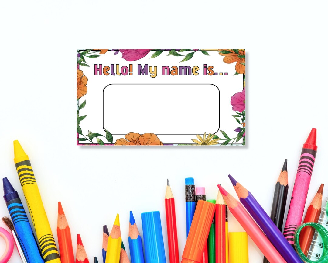 Floral Name Tag Printable: Hello My Name is Label (digital Download) - Etsy