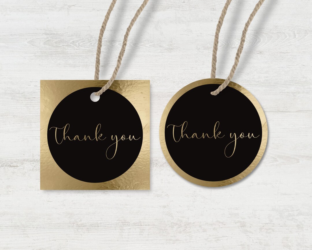 Black and Gold Thank You Tags: Printable Favor Tags (PDF) - Etsy