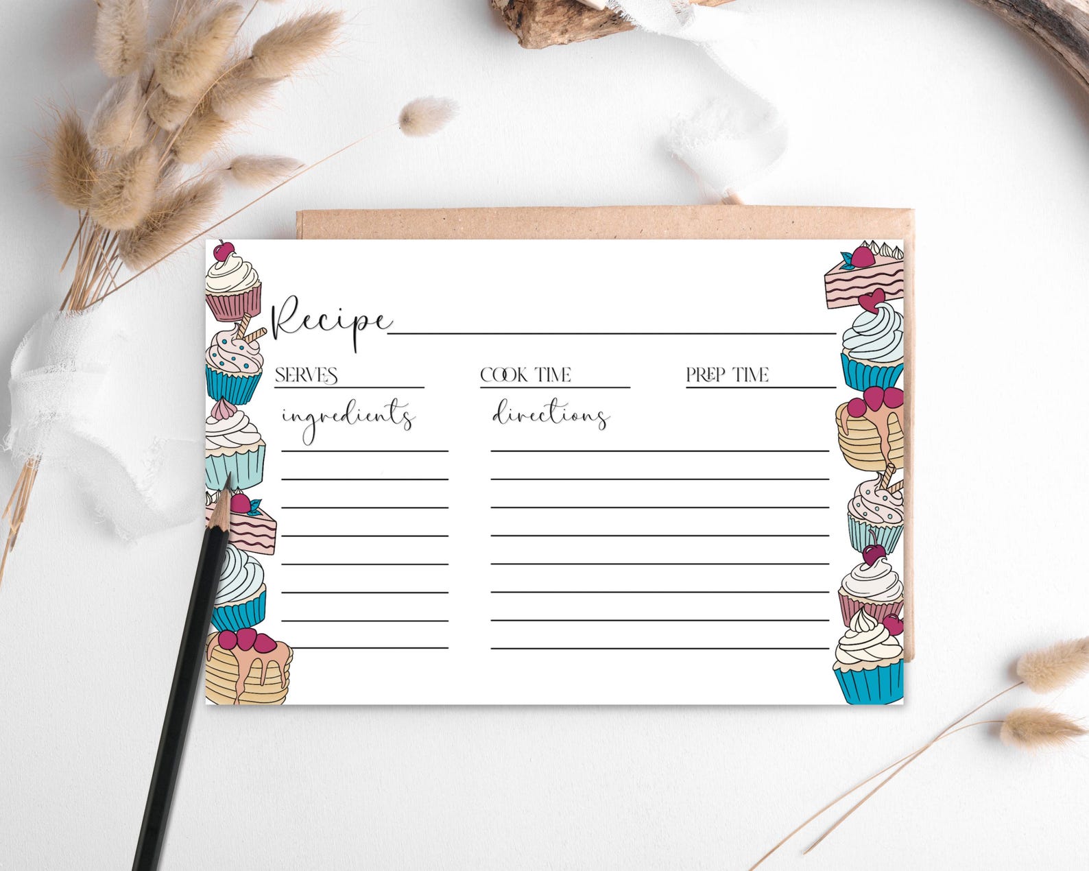 Blank Recipe Card Printable Set - 6x4 Recipe Card Download & Template ...