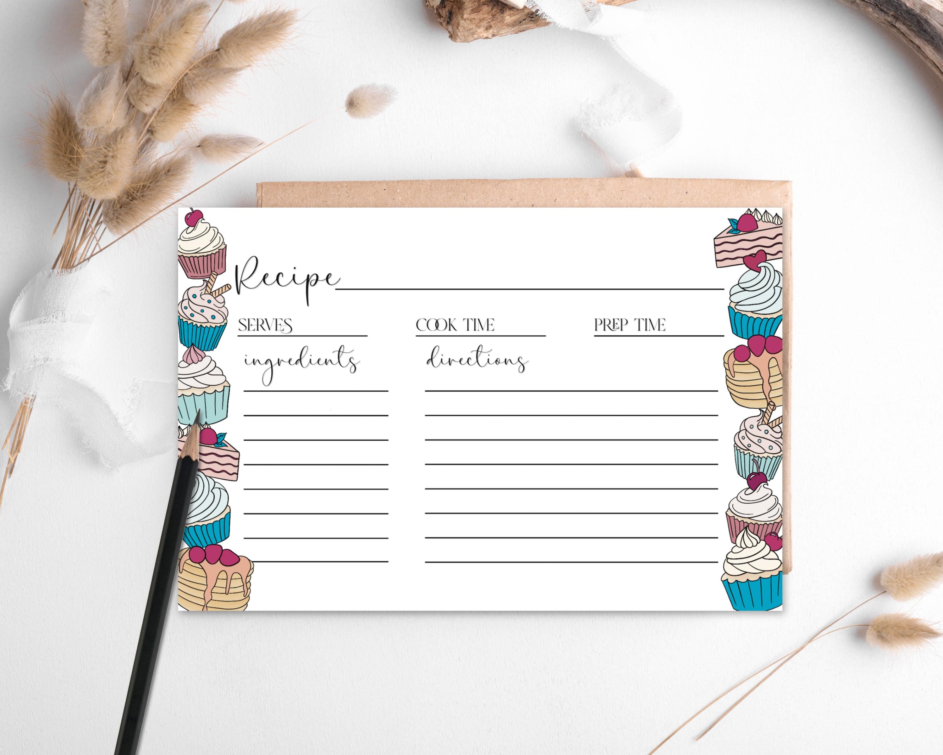 Blank Recipe Card Printable Set - 6x4 Recipe Card Download & Template ...