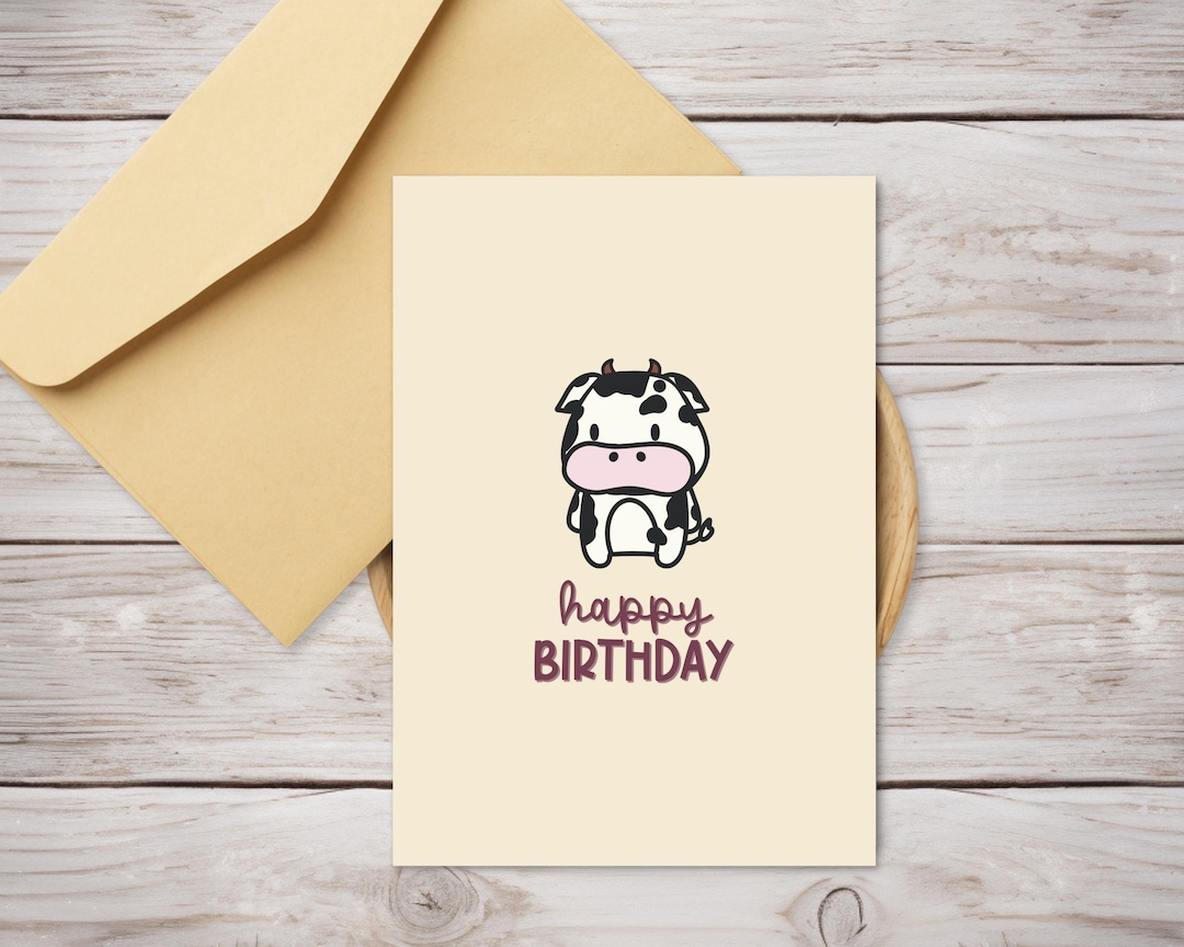 Printable Cow Happy Birthday Card - Cow Birthday Card - Happy Birthday ...