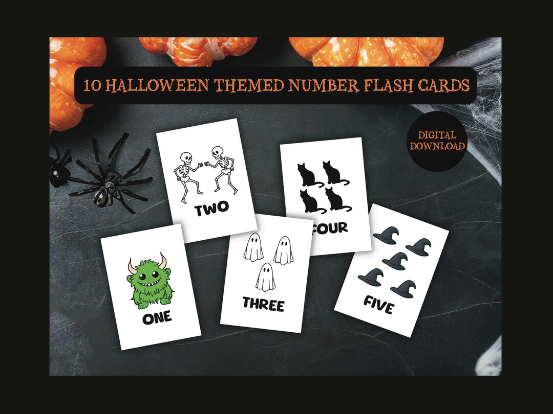 Halloween Number Flash Cards - Printable Learning Activity (PDF) - Etsy