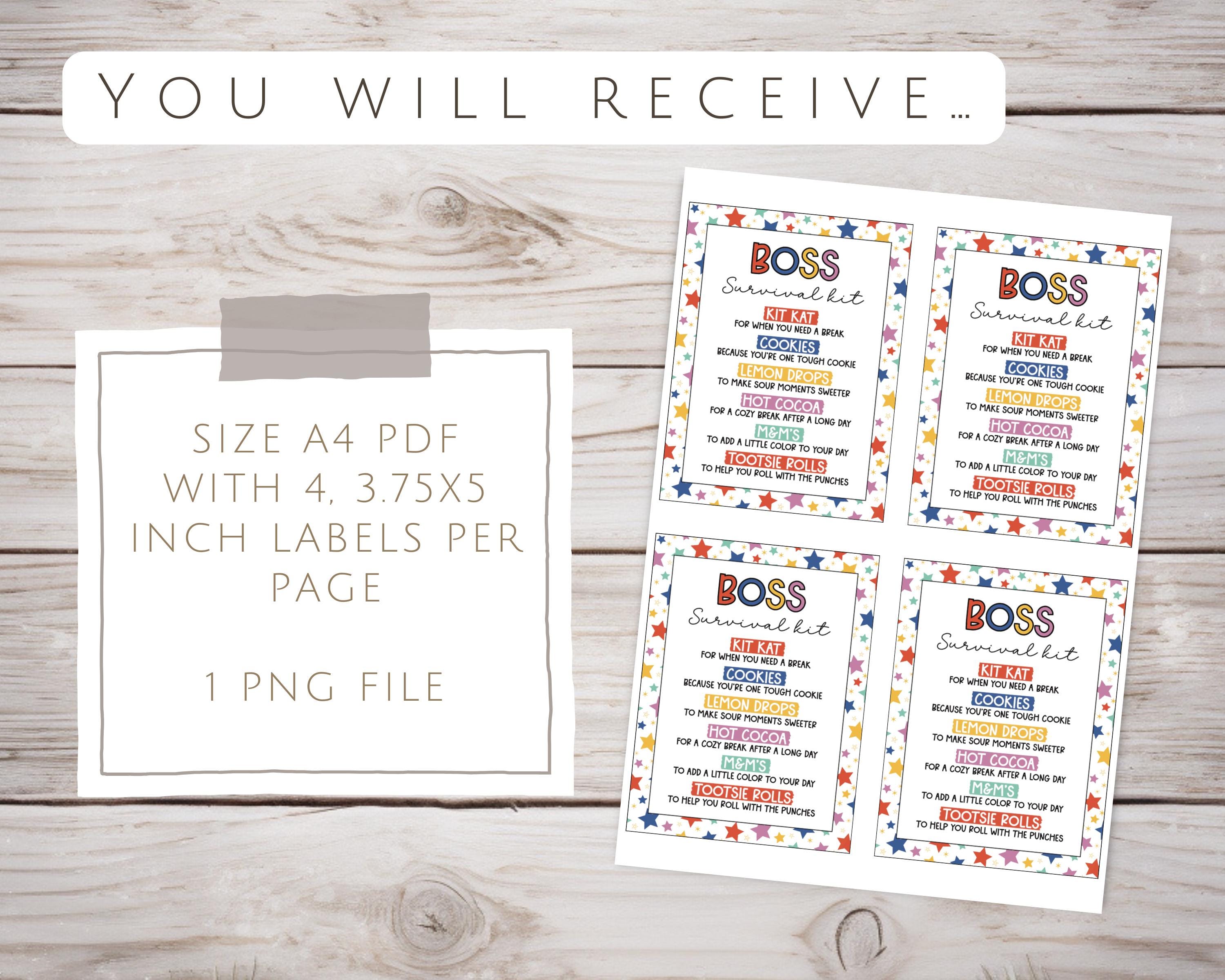 Printable Boss Survival Kit Gift Tags (instant Download) - Etsy